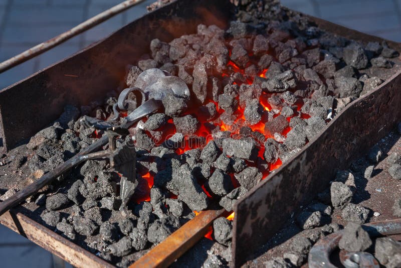 Forge, fiery coals stock image. Image of fire, black - 207013977