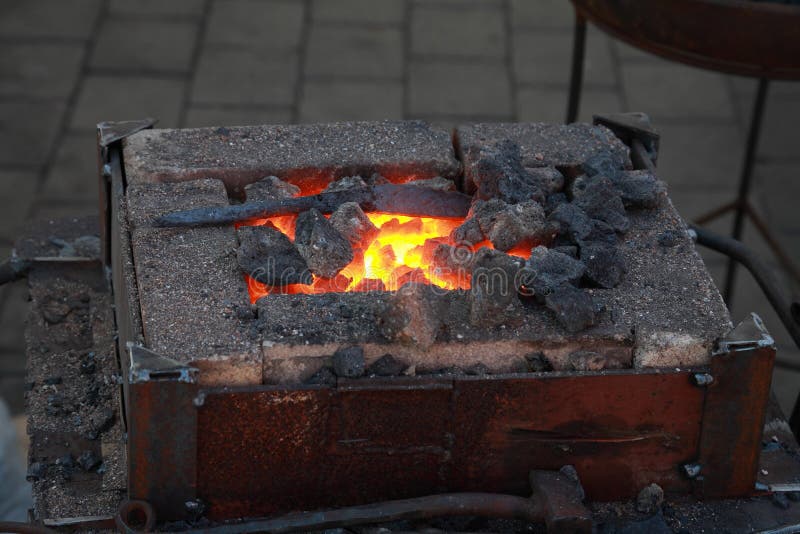 Forge, fiery coals stock photo. Image of sparks, orange - 138813048