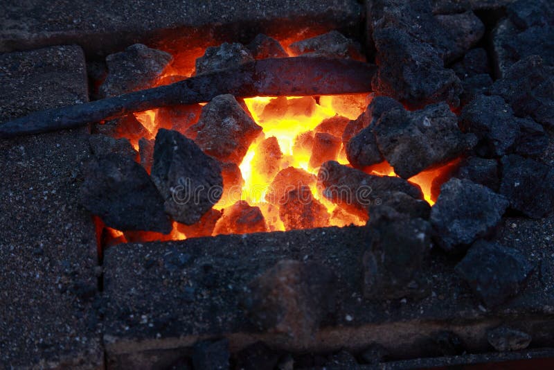 Forge, fiery coals stock photo. Image of flaming, fire - 138813052