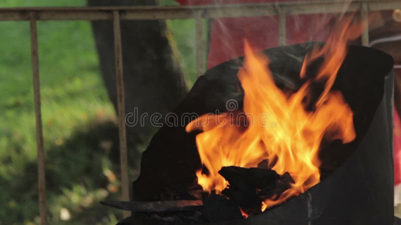 Forge Fire in Blacksmith S Where Iron Tools are Stock Video - Video of ...