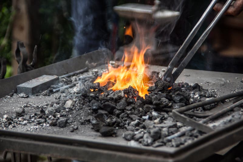 Forge Fire with Blazing Flames Stock Photo - Image of merry, heat ...