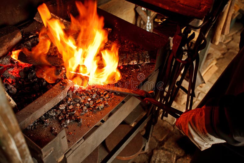 Forge Fire Forge Fire Used For Creating Iron Tools In Blacksmith`s ...
