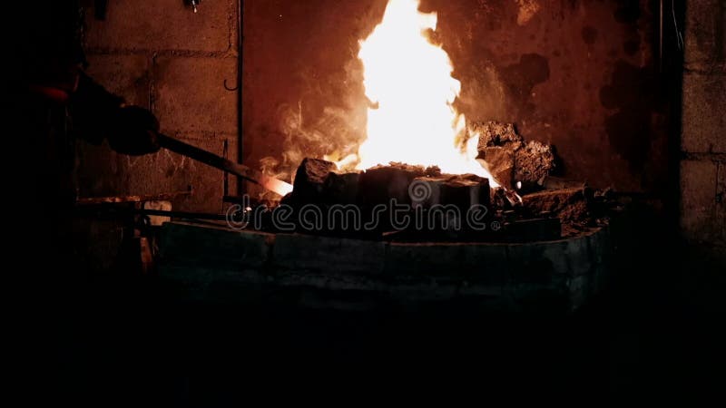 A Forge in a Flame of Fire. Blacksmithing Craft Stock Video - Video of ...