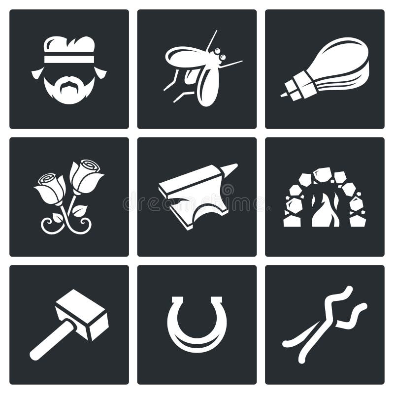 Forge Icons. Vector Illustration. Stock Illustration - Illustration of ...