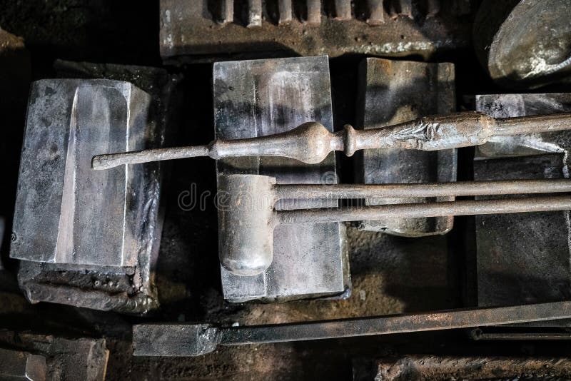 Forge, Production Workshop. Blacksmith Tools and Hot Metal Stock Photo ...