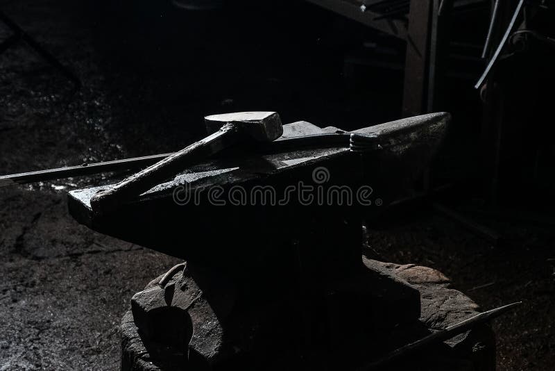 Forge, Production Workshop. Blacksmith Tools and Hot Metal Stock Photo ...