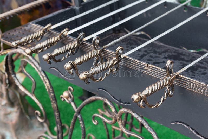 Barbecue Skewers Meat Kebabs with Vegetables on Grill Stock Photo ...