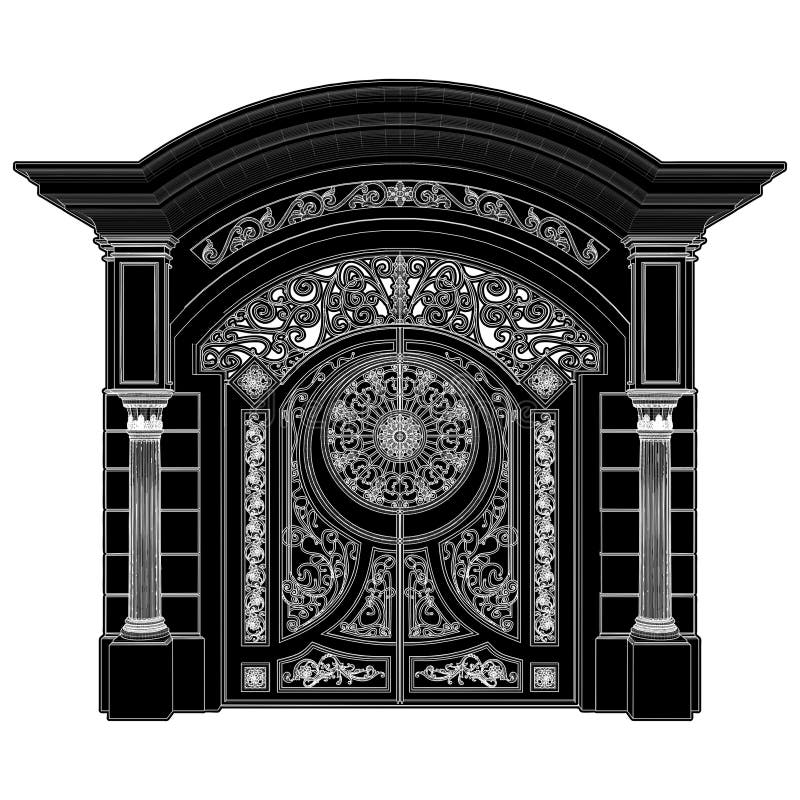 Forged Gate Vector. Illustration of Arc Entrance Gate Isolated on White ...