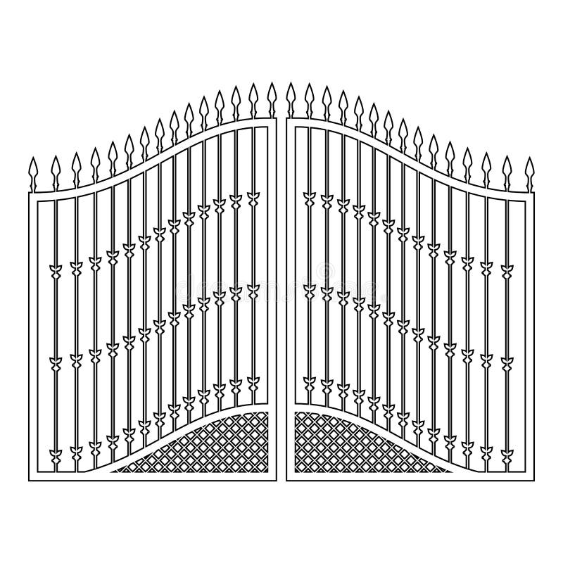 Forged Gates Icon Outline Black Color Vector Illustration Flat Style ...