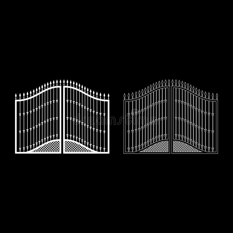 Forged Gates Icon Outline Set White Color Vector Illustration Flat ...