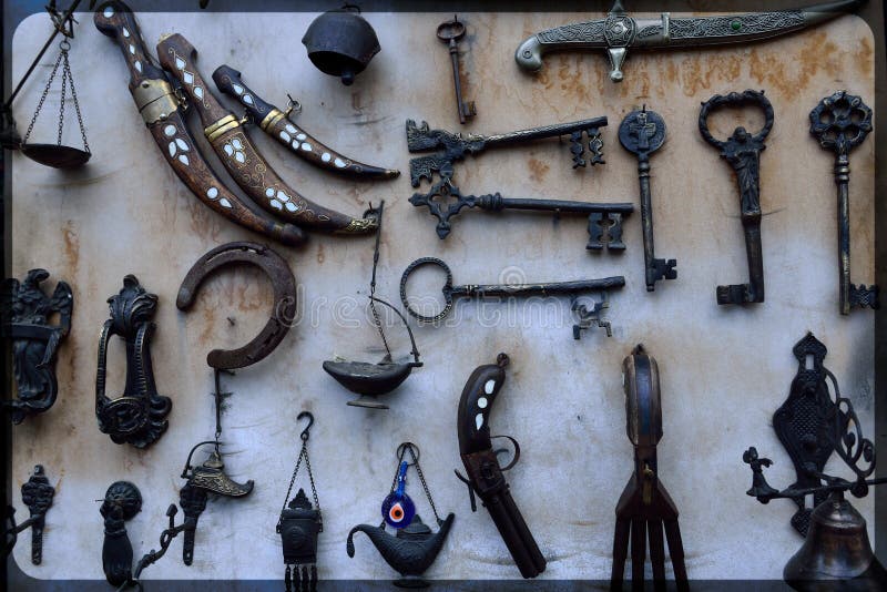 Forged Handmade Knives and Other Objects. Stock Photo - Image of ...