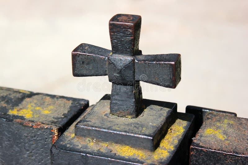 Forged Iron Cross on a Church Fence Stock Image - Image of abstract ...