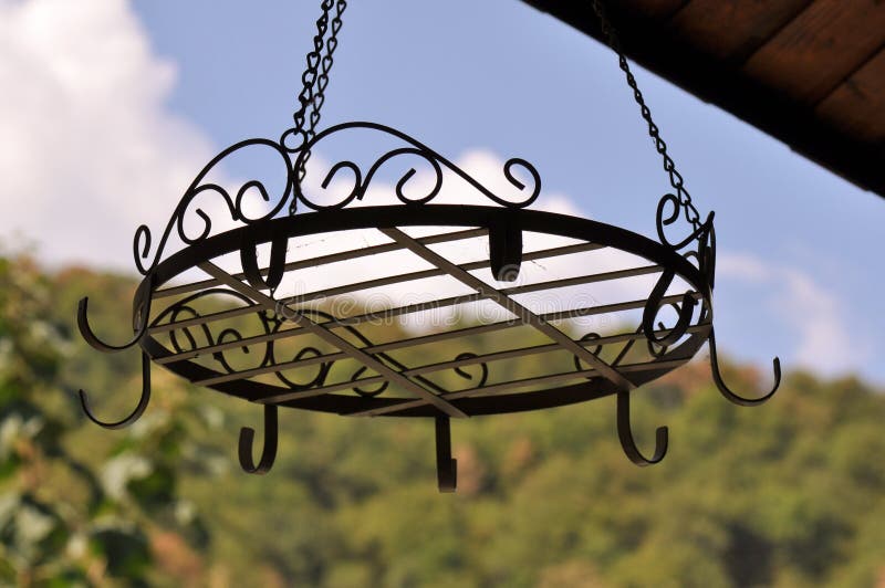 Forged Iron Support for Flower Pots Stock Photo - Image of holder ...