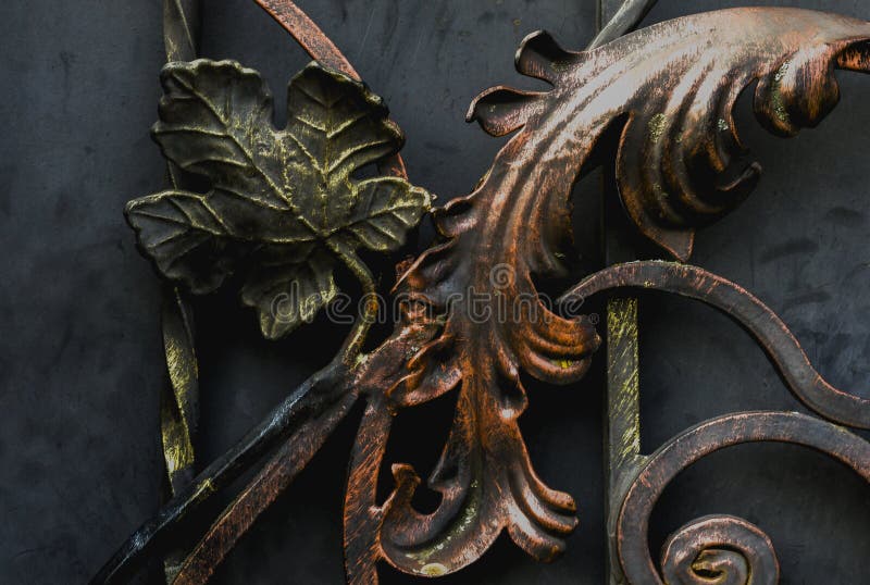 Forged Leaves on Metal Gates Stock Image - Image of metal, closeup ...