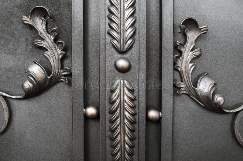 Forged Metal Door Elements in Dark Colors Stock Photo - Image of forged ...