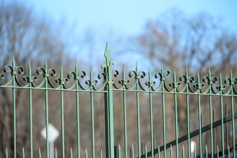 Forged Metal Fence of the Park on the Sky Background Stock Image ...