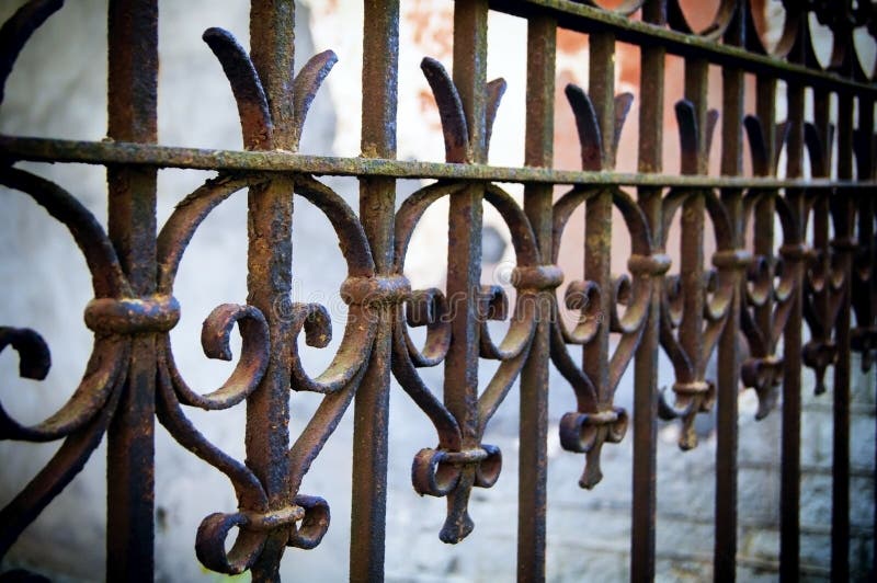 Forged Metal Fence in Retro Style Stock Photo - Image of exterior ...