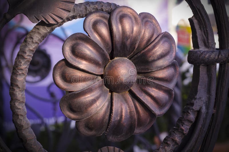Forged Metal Flower. Decoration of Metal Gates Stock Photo - Image of ...