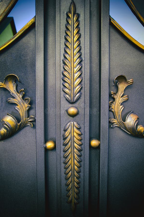 Forged Metal Gate Elements in Color Stock Photo - Image of fence ...