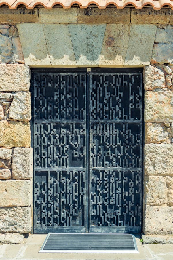 Forged Metal Gate with Geometric Pattern Stock Photo - Image of europe ...