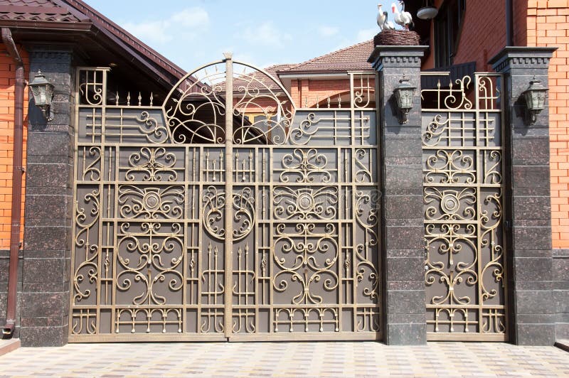 The forged metal gate stock photo. Image of curve, steel - 71917524