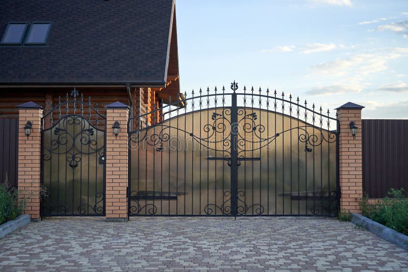 Luxury Metal Wrought Iron Gates for Car Entry into a Private House ...