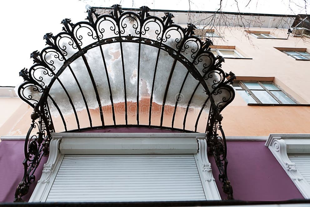 Forged Openwork Visor of Front Door of House Stock Photo - Image of ...