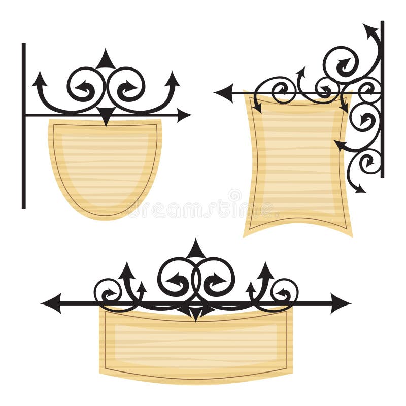 Forged a Set of Wooden Signs Stock Vector - Illustration of note ...