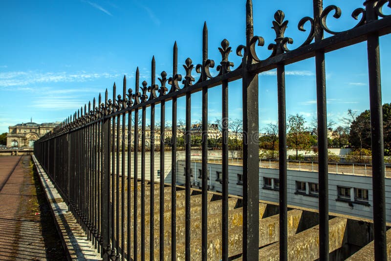 Forged Speared Fence. Paris - France Stock Image - Image of facede ...