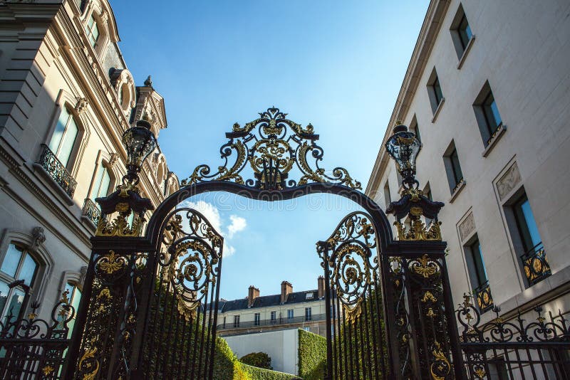 Forged Speared Fence. Paris - France Stock Image - Image of facede ...