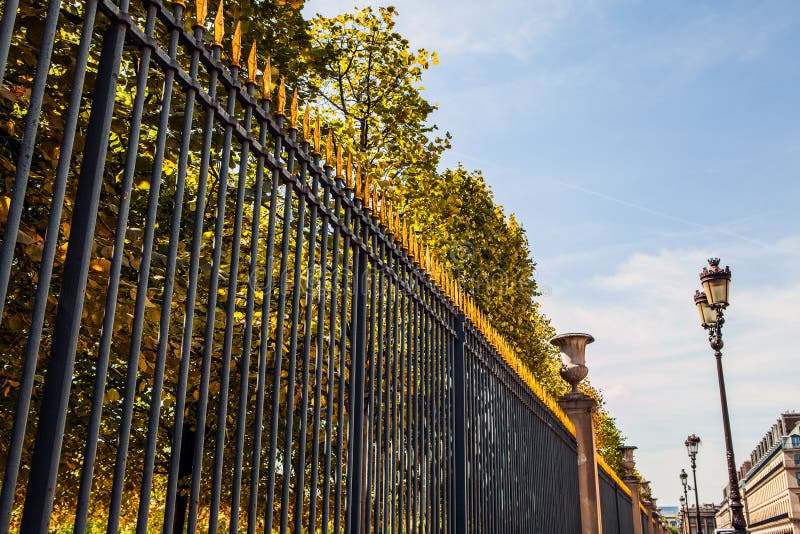 Forged Speared Fence. Paris - France Stock Image - Image of historical ...