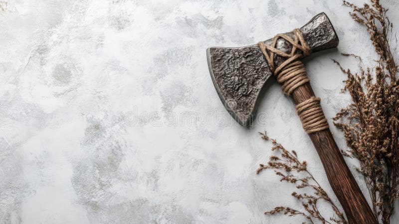 Forged Steel Hand Axe Rustic Blade on a Textured Background Stock ...