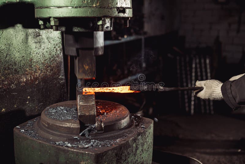 Forger Holding Metal Preparing it in Workshop Stock Image - Image of ...