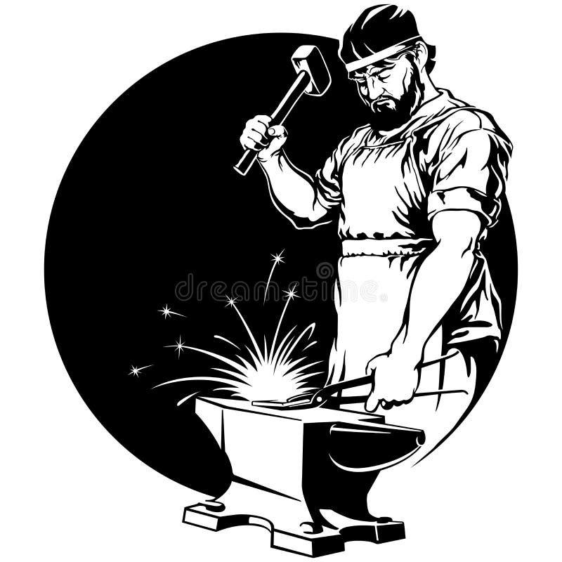 Forge, Forgeron Enclume Et Marteau, Illustration De Vecteur ...