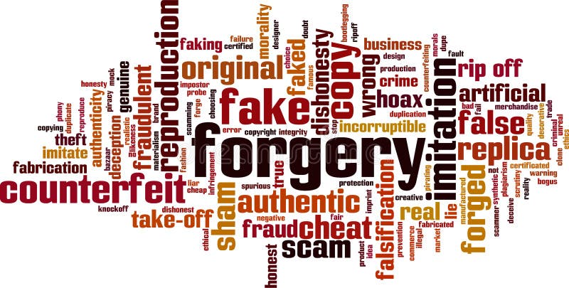 Forgery word cloud stock vector. Illustration of crime - 181831909