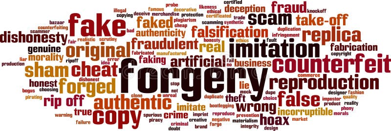 Forgery word cloud stock vector. Illustration of forgery - 292007772