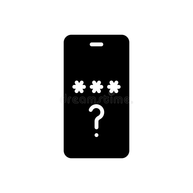 Black Solid Icon for Forget, Password and Smartphone Stock Vector ...