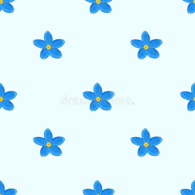 Summer Seamless Pattern with Blue Forget-me-nots Stock Vector ...