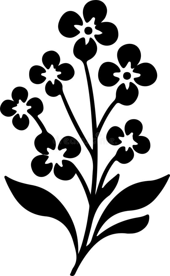 Forget-me-not Black Silhouette Generative Ai Stock Vector ...