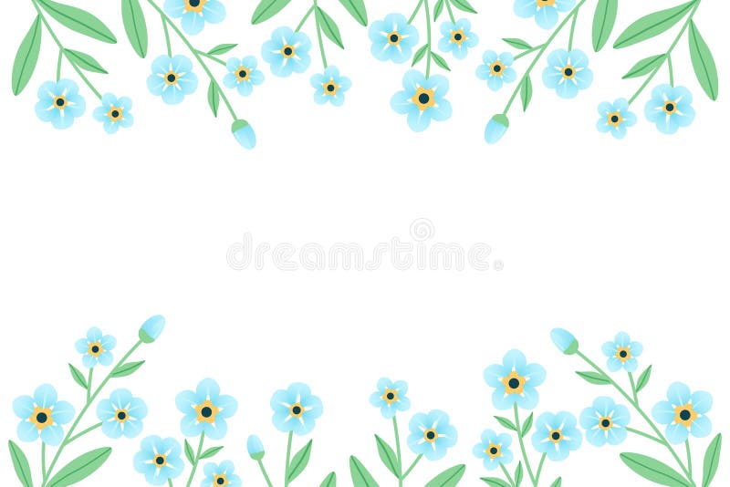 Forget Me Not Flower Frame. Rectangular Frame with Flowers on Top and ...