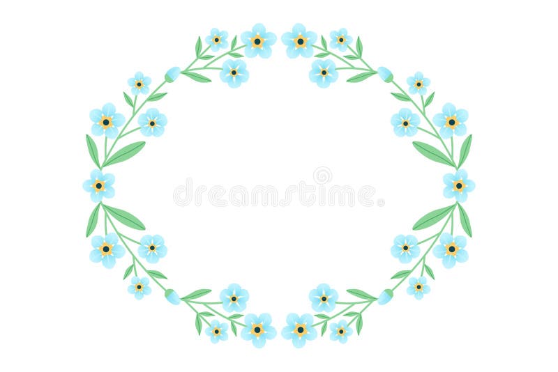 Forget Me Not Flower Oval Frame. Oval Frame with Flowers Around the ...