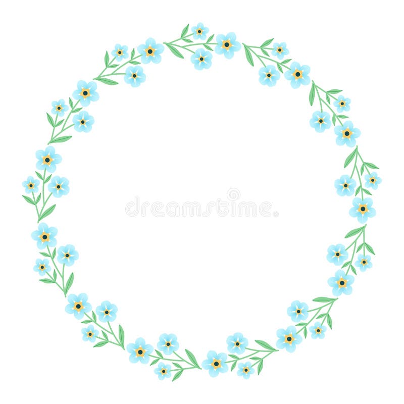 Forget Me Not Flower Round Frame. Round Frame with Flowers Around the ...