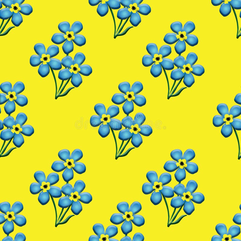 Forget Me Not Seamless Pattern Stock Illustration - Illustration of ...