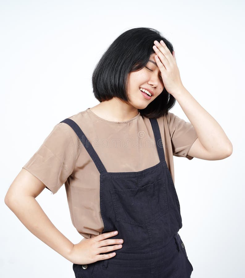 Forget Something of Beautiful Asian Woman Isolated on White Background Stock Image - Image of ...