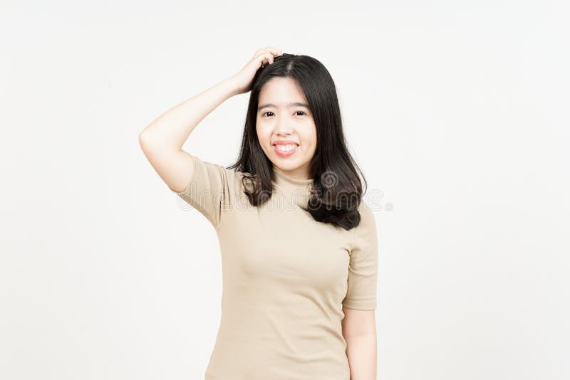 Forget Something of Beautiful Asian Woman Isolated on White Background ...