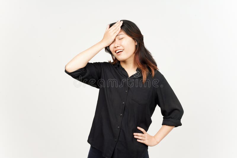 Forget Something Gesture of Beautiful Asian Woman Isolated on White ...