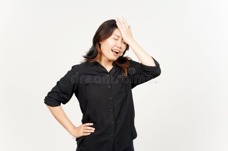 Forget Something Gesture of Beautiful Asian Woman Isolated on White ...
