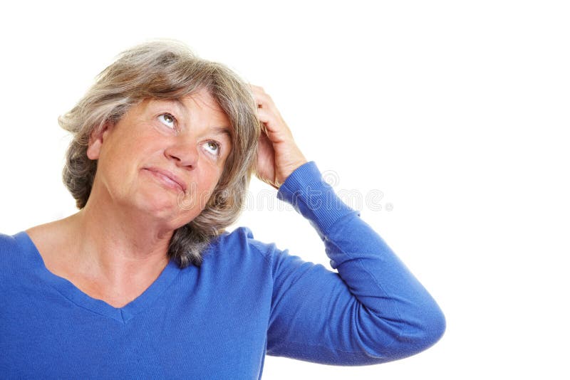 Forgetful elderly woman stock image. Image of doubt, portrait - 16016091