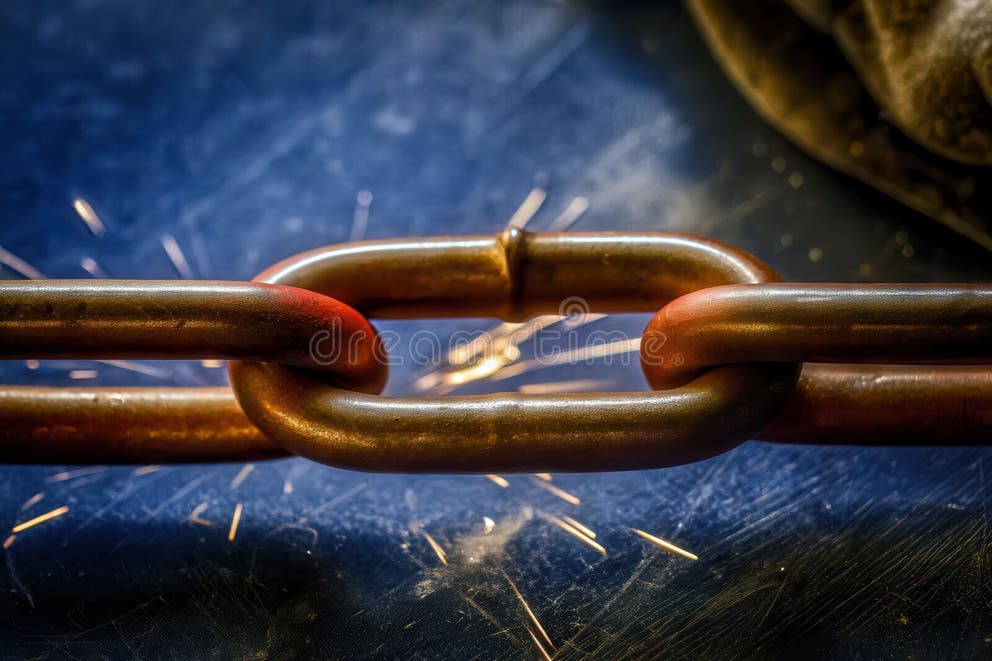 Forging Fire Closeup of a Redhot Chain in a Blacksmiths Workshop with ...