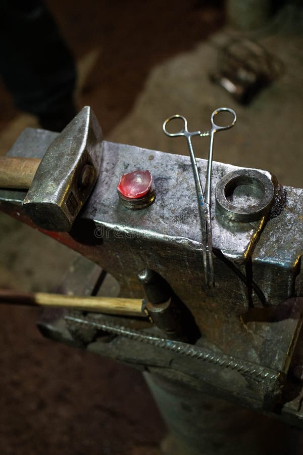 Forging in a Forge with Metal Tools Stock Photo - Image of heat, tool ...